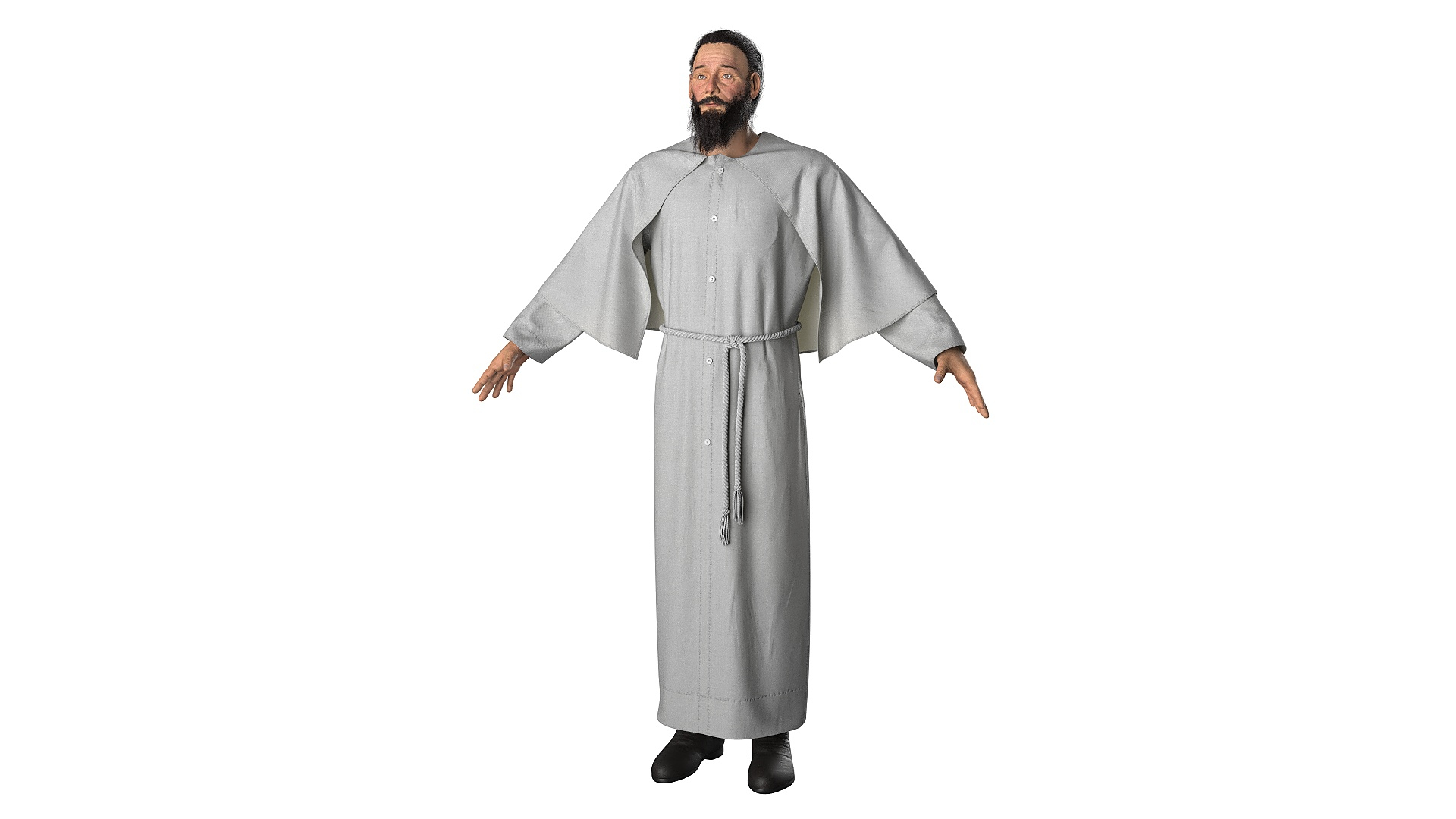 3D Model Monk With White Robe And Cape - TurboSquid 2351866