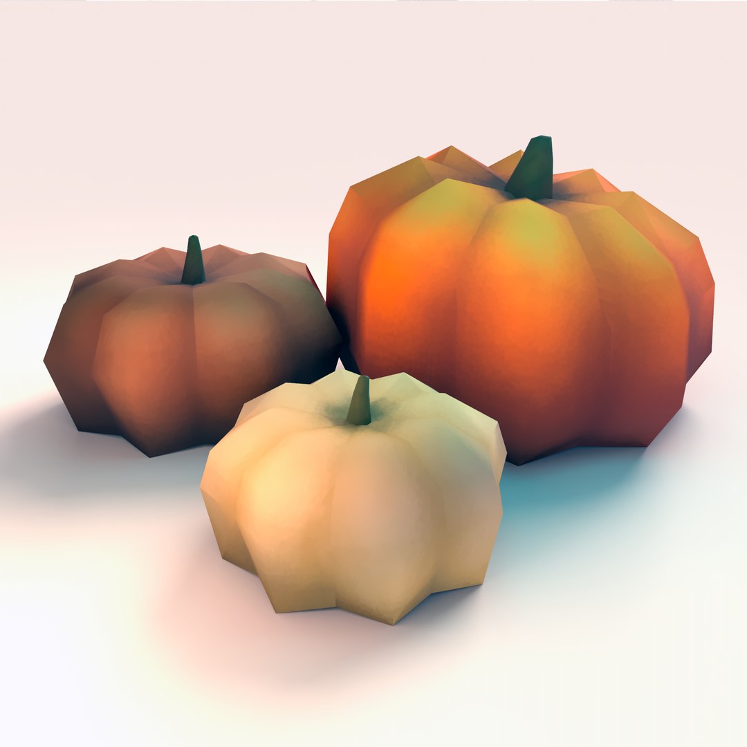 Three Stylized Pumpkins Cartoon Halloween Decorations Harvest Autumn ...