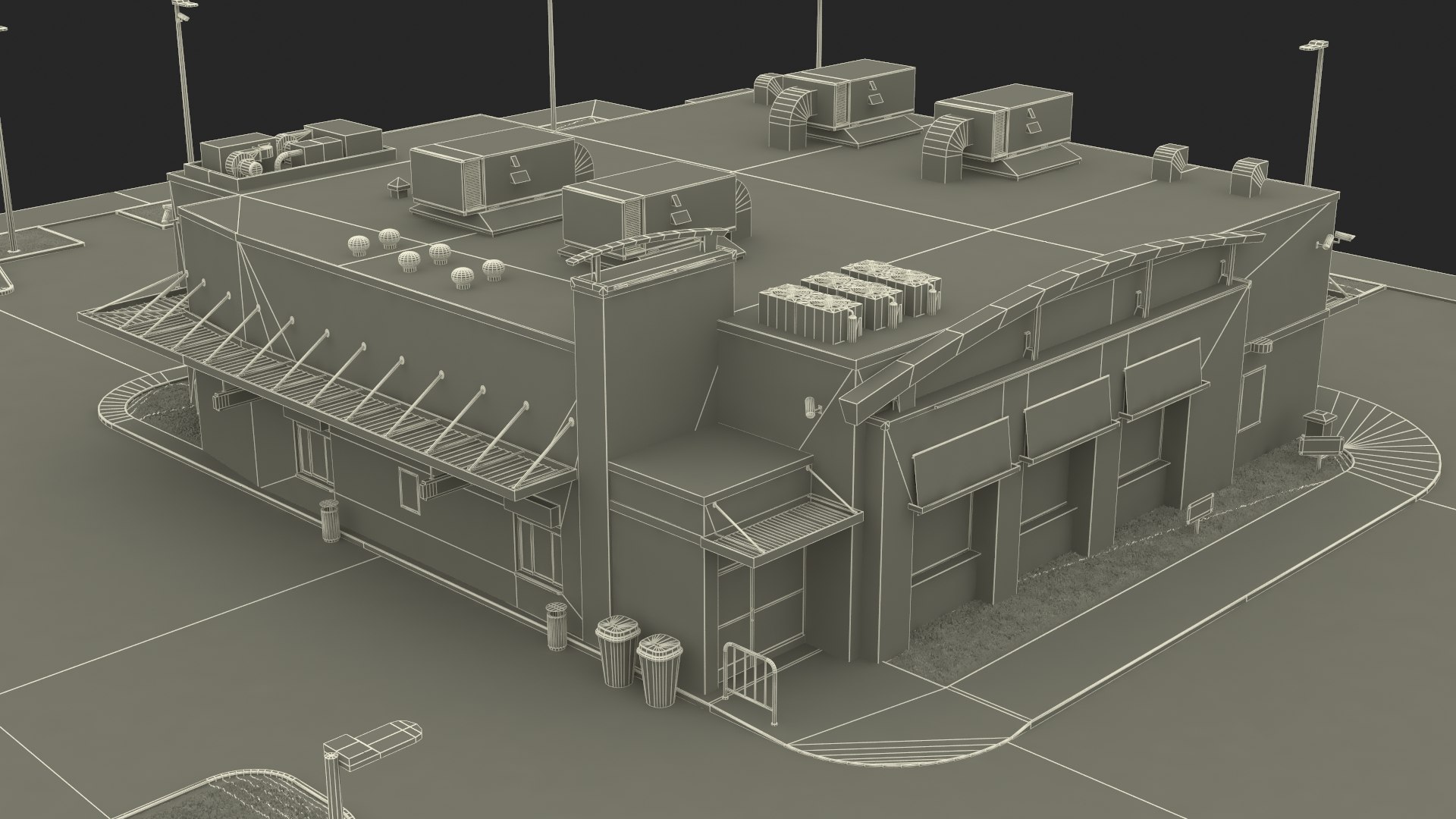 Unbranded Fast Food Restaurant With Land 3D Model - TurboSquid 2381775