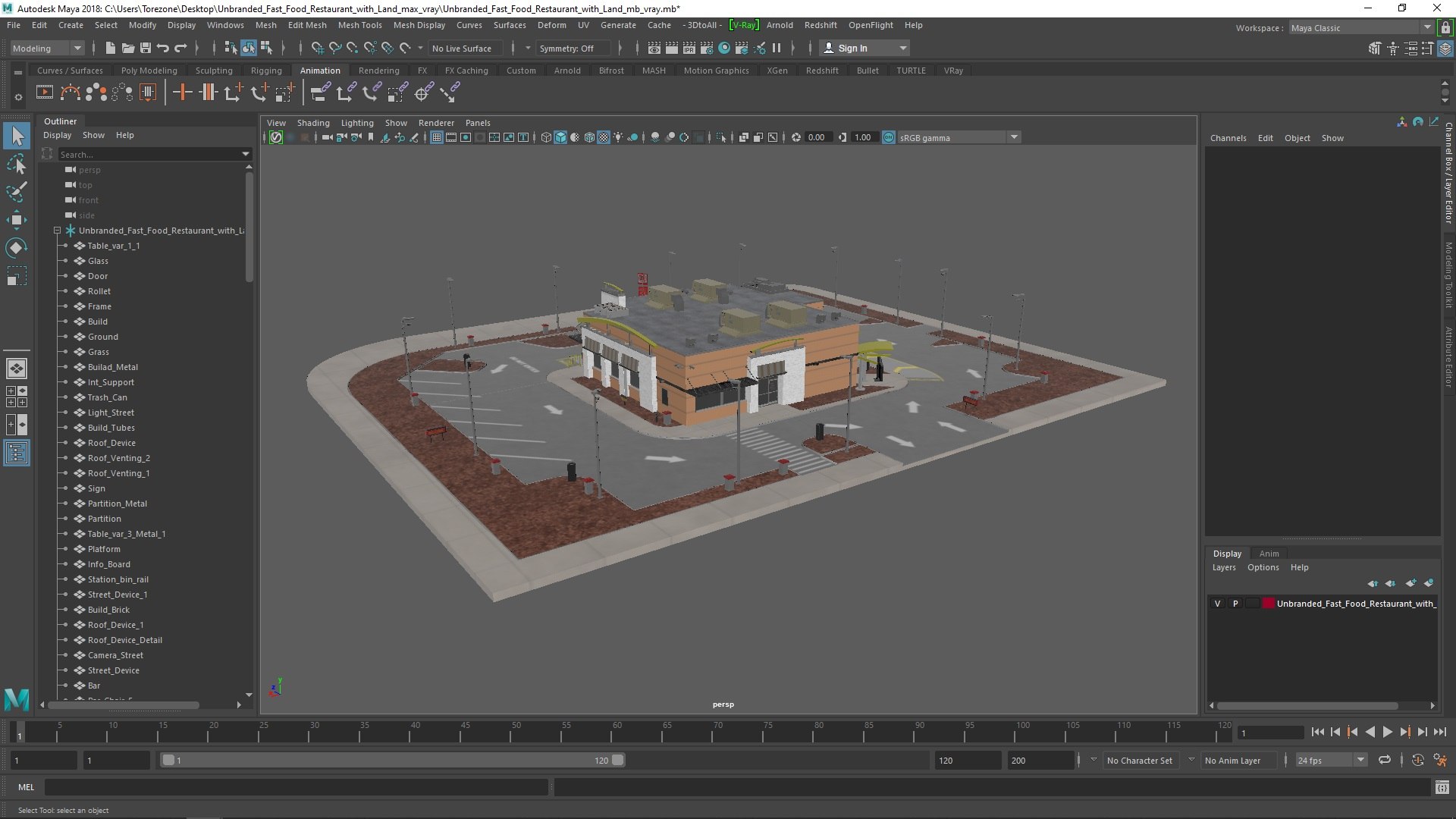 Unbranded Fast Food Restaurant With Land 3D Model - TurboSquid 2381775