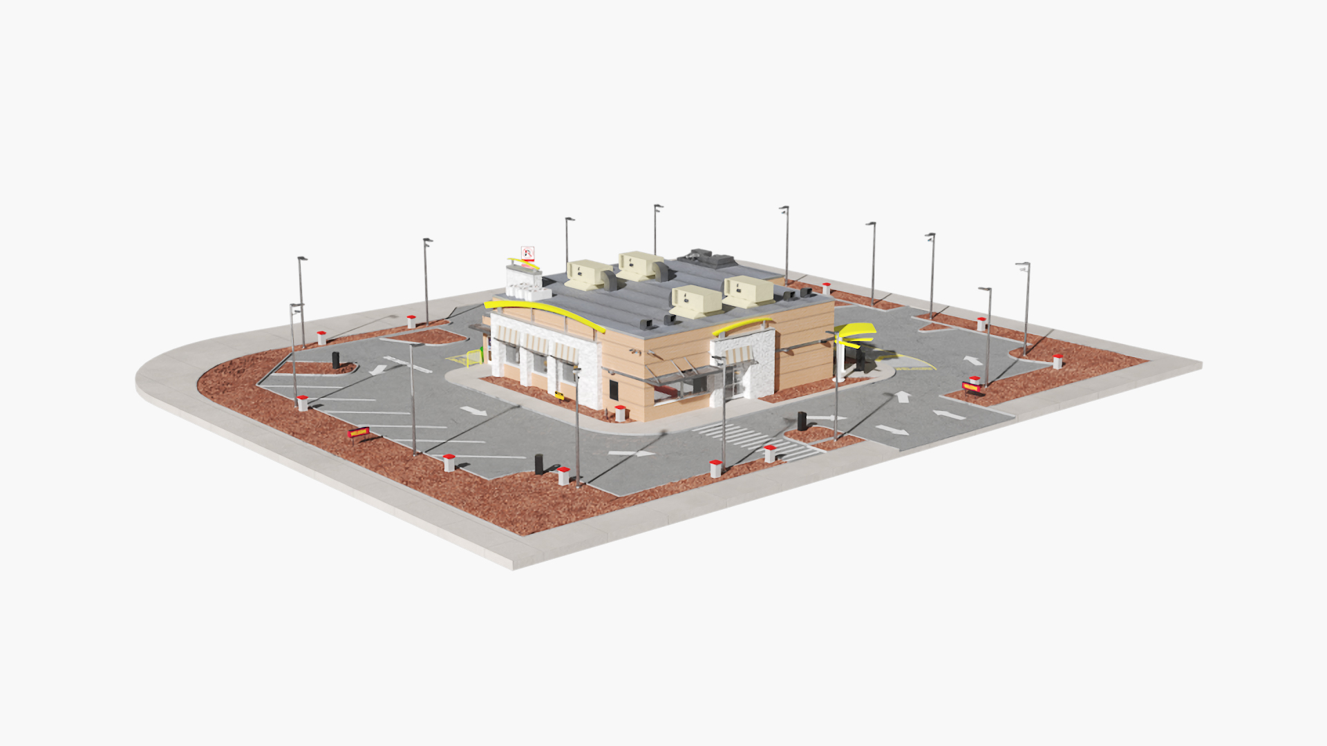 Unbranded Fast Food Restaurant With Land 3D Model - TurboSquid 2381775