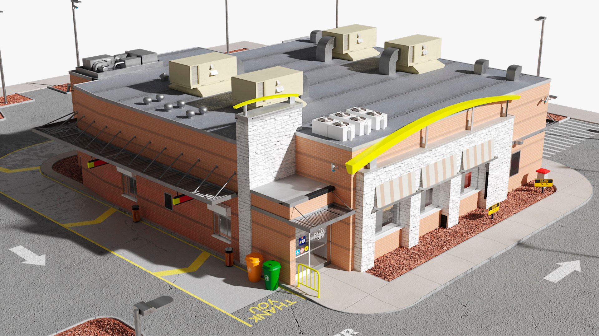 Unbranded Fast Food Restaurant With Land 3D Model - TurboSquid 2381775