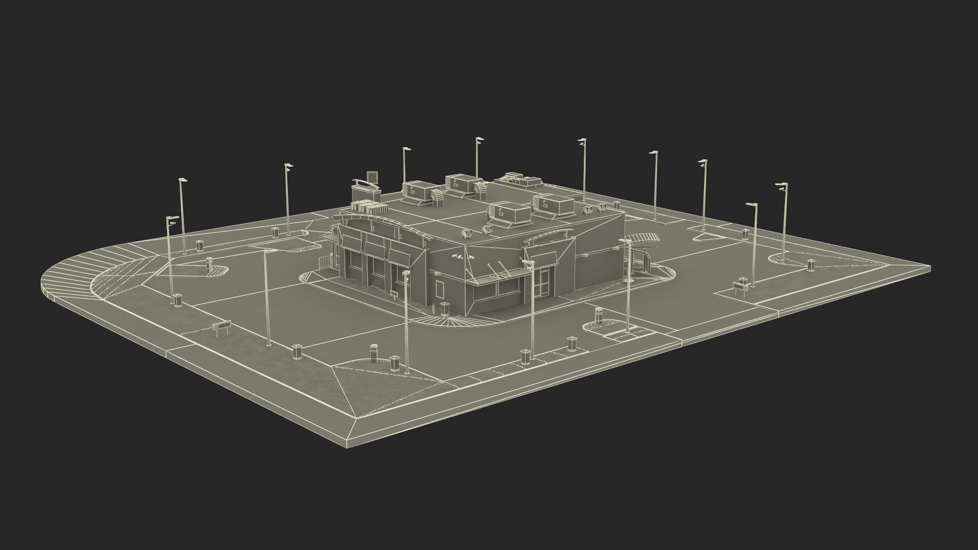 Unbranded Fast Food Restaurant With Land 3D Model - TurboSquid 2381775