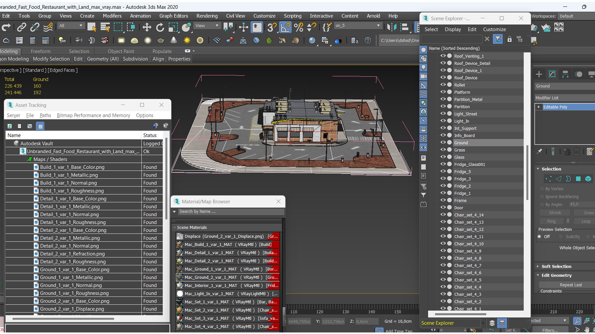 Unbranded Fast Food Restaurant With Land 3D Model - TurboSquid 2381775