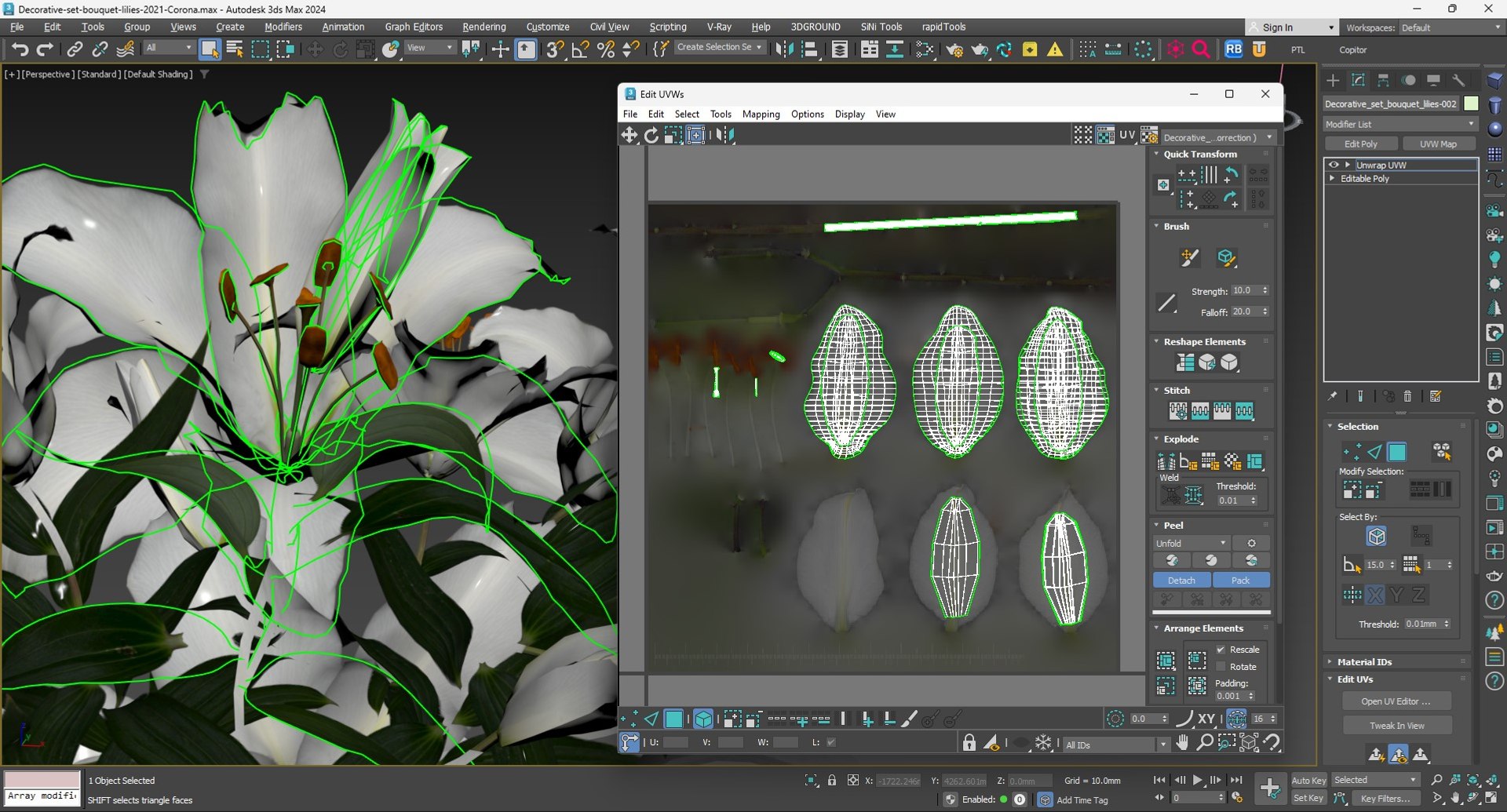 Decorative Set Bouquet Lilies 3D Model - TurboSquid 2331041