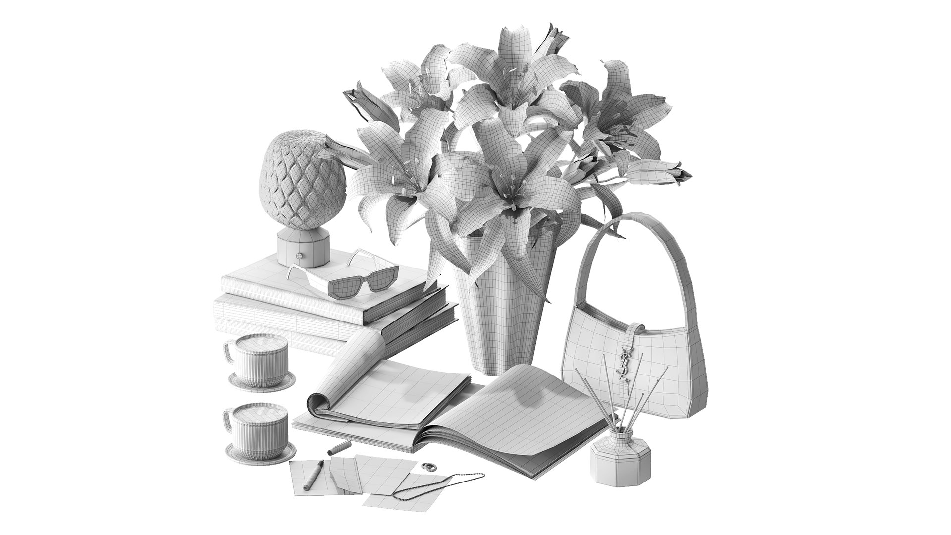 Decorative Set Bouquet Lilies 3D Model - TurboSquid 2331041