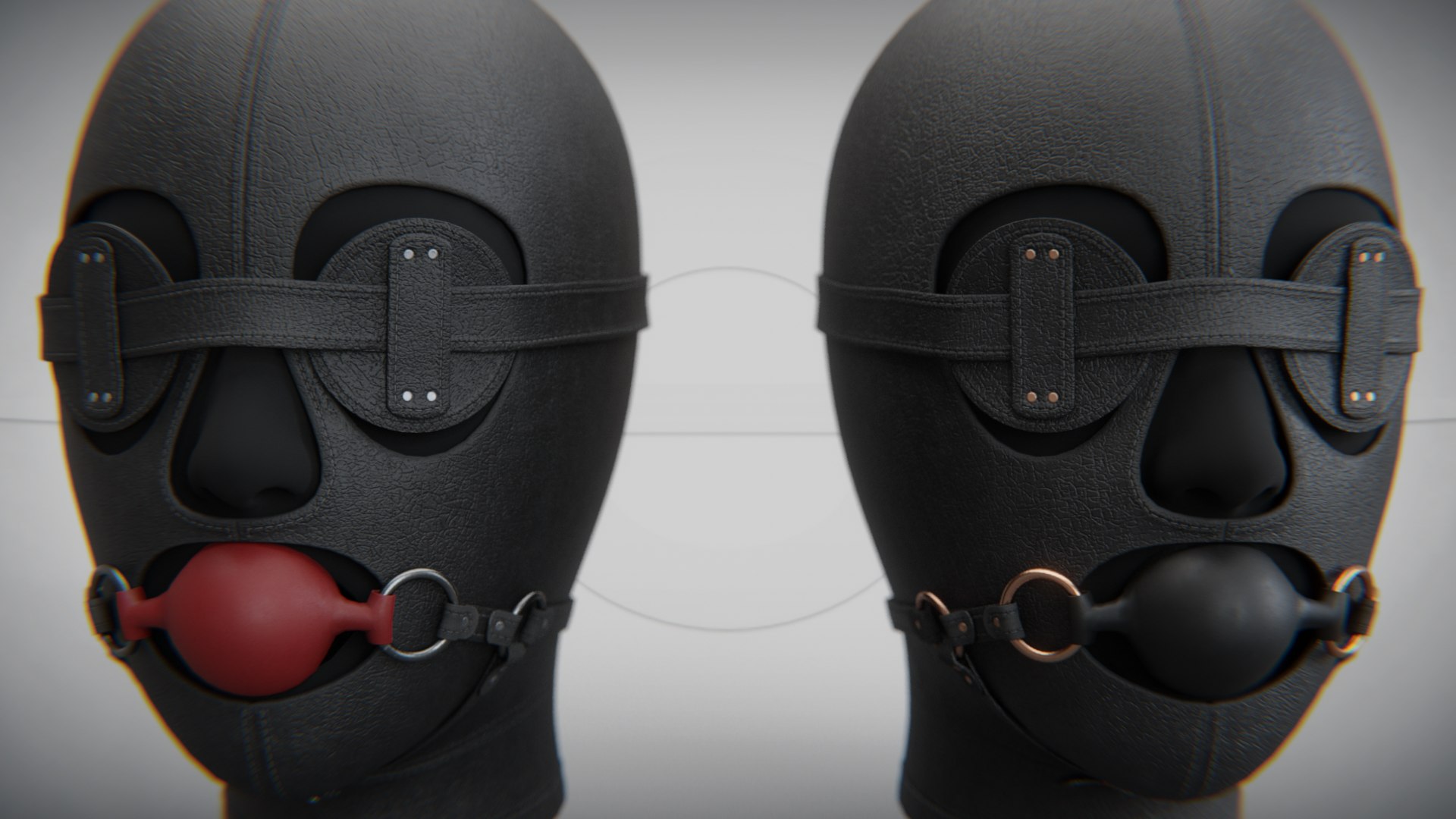 3D PBR Black Leather BDSM Face Mask Set - TurboSquid 1900685