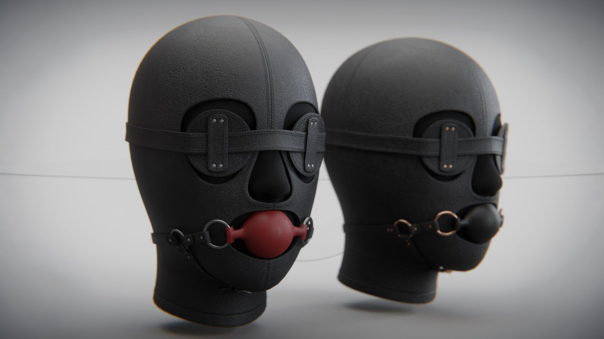 3D PBR Black Leather BDSM Face Mask Set - TurboSquid 1900685