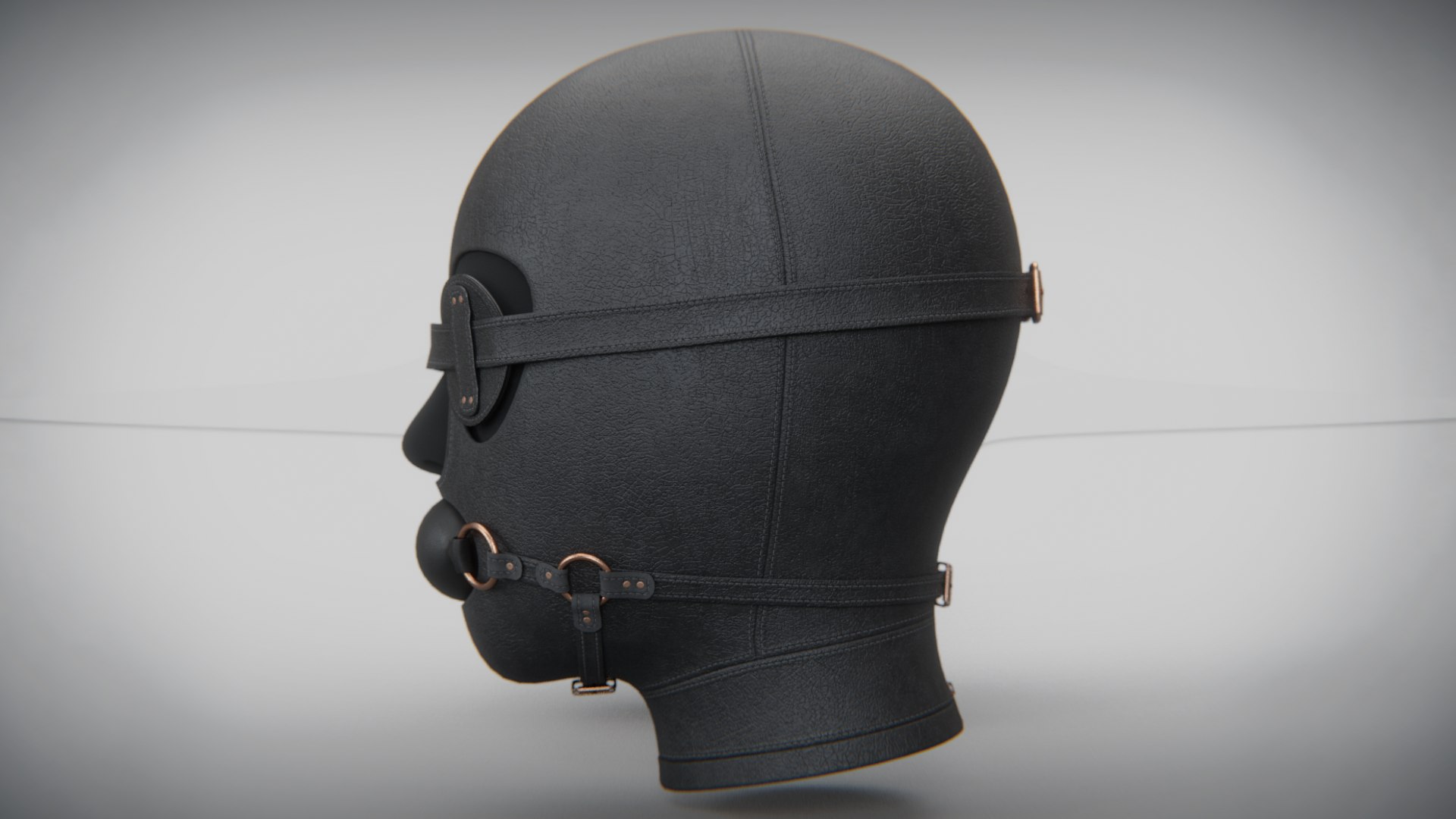 3D PBR Black Leather BDSM Face Mask Set - TurboSquid 1900685