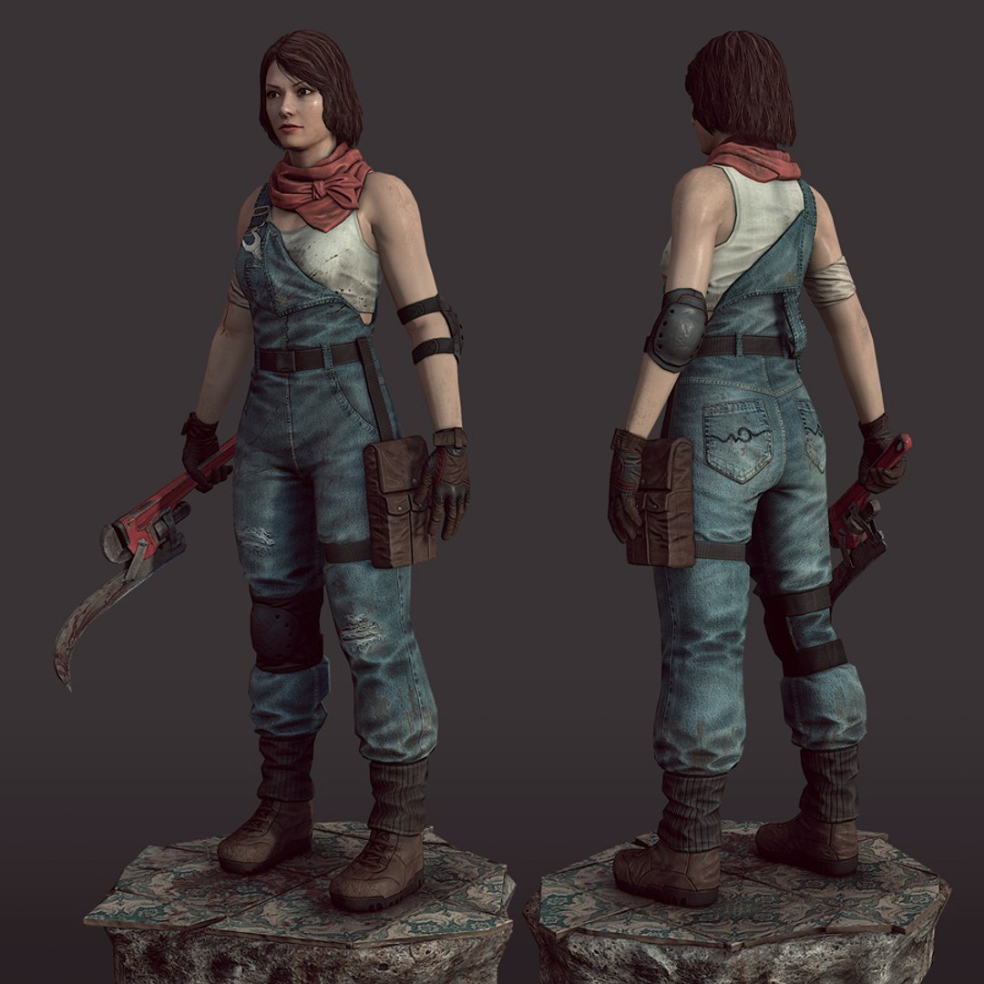 Mechanic Girl Zombie Killer 3d Model