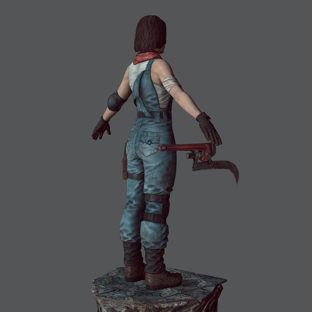Mechanic Girl Zombie Killer 3d Model