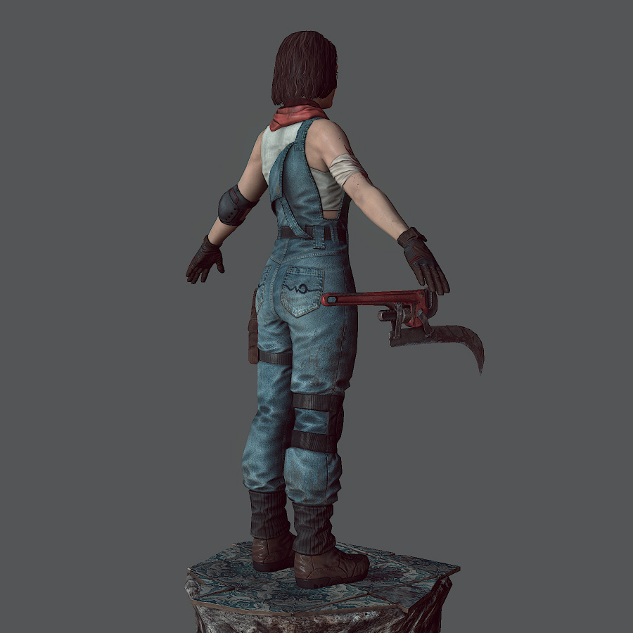 mechanic girl zombie killer 3d model