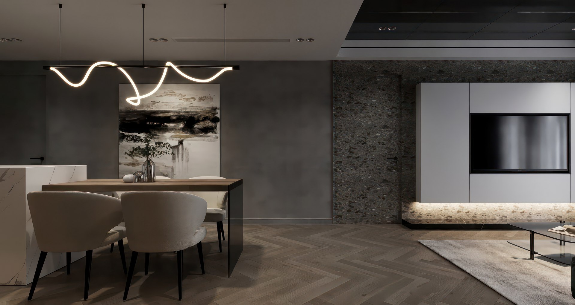 3dsmax V-ray Interior Kitchen And Livingroom Scene 3D - TurboSquid 2229514