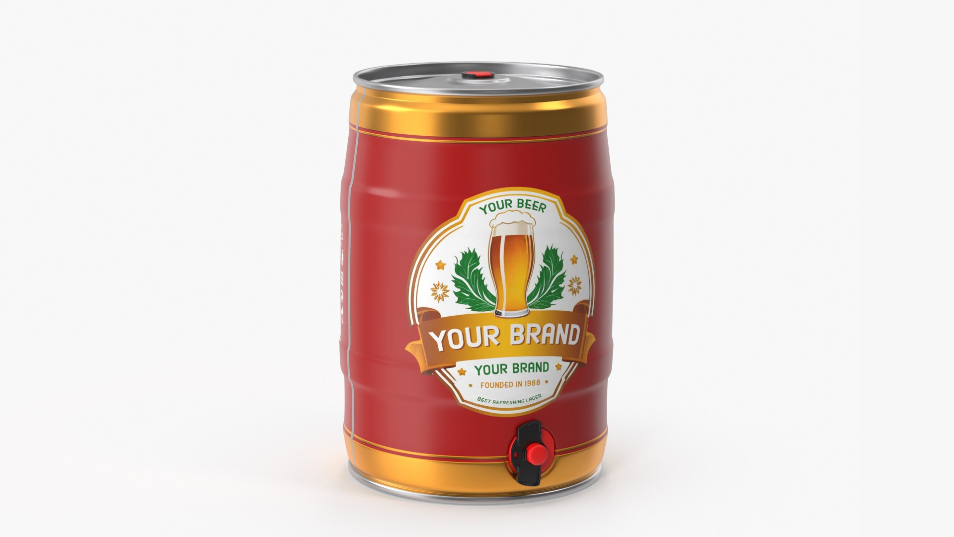 Beer Keg With Tap And Label Mockup 3D Model - TurboSquid 2302348