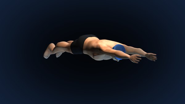 3d model of swimming man rigged frog