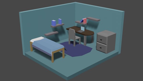 3D isometric room interior Low-poly 3D model - TurboSquid 2005711