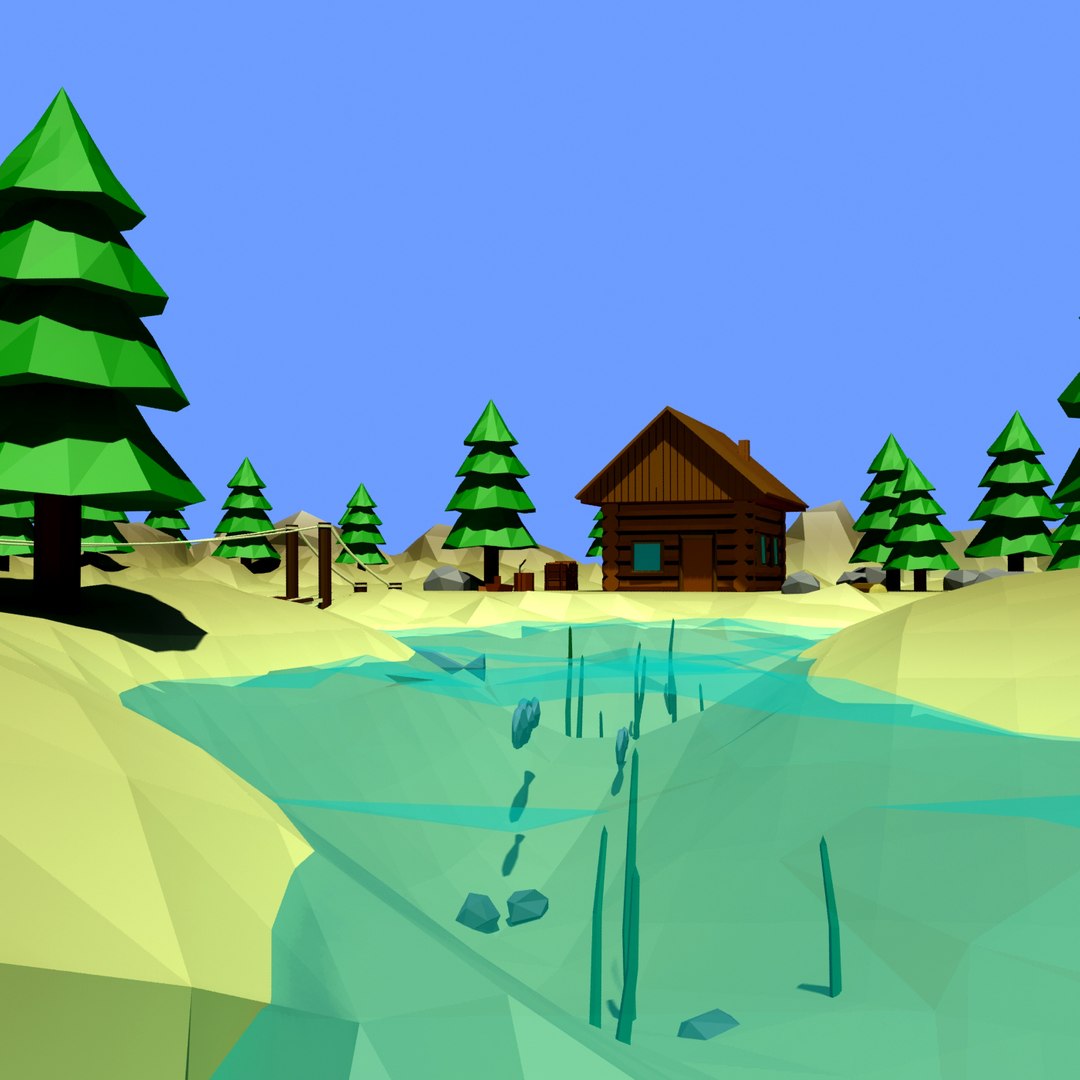 Cartoon Island Scene 3d Max