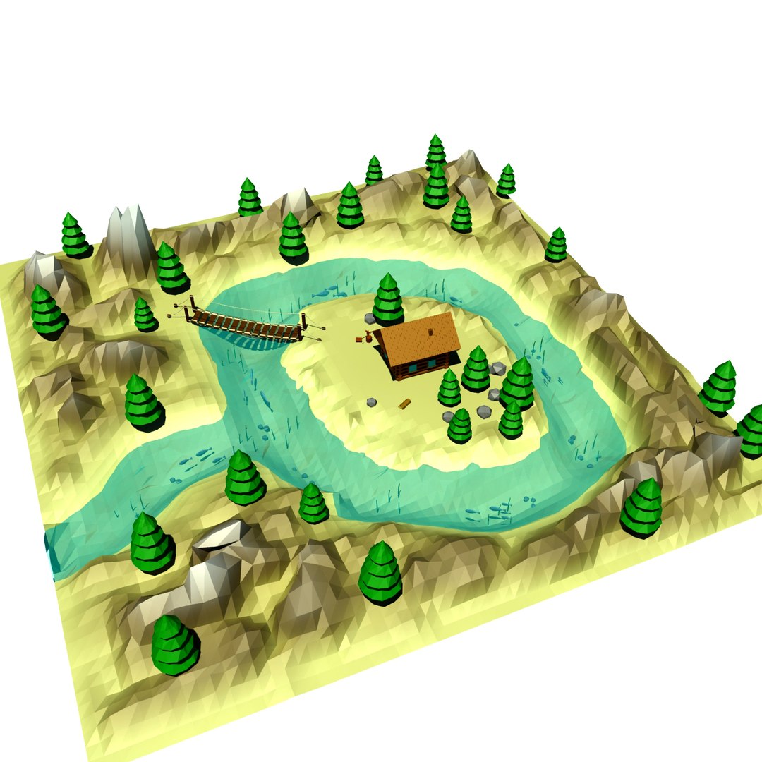 Cartoon Island Scene 3d Max