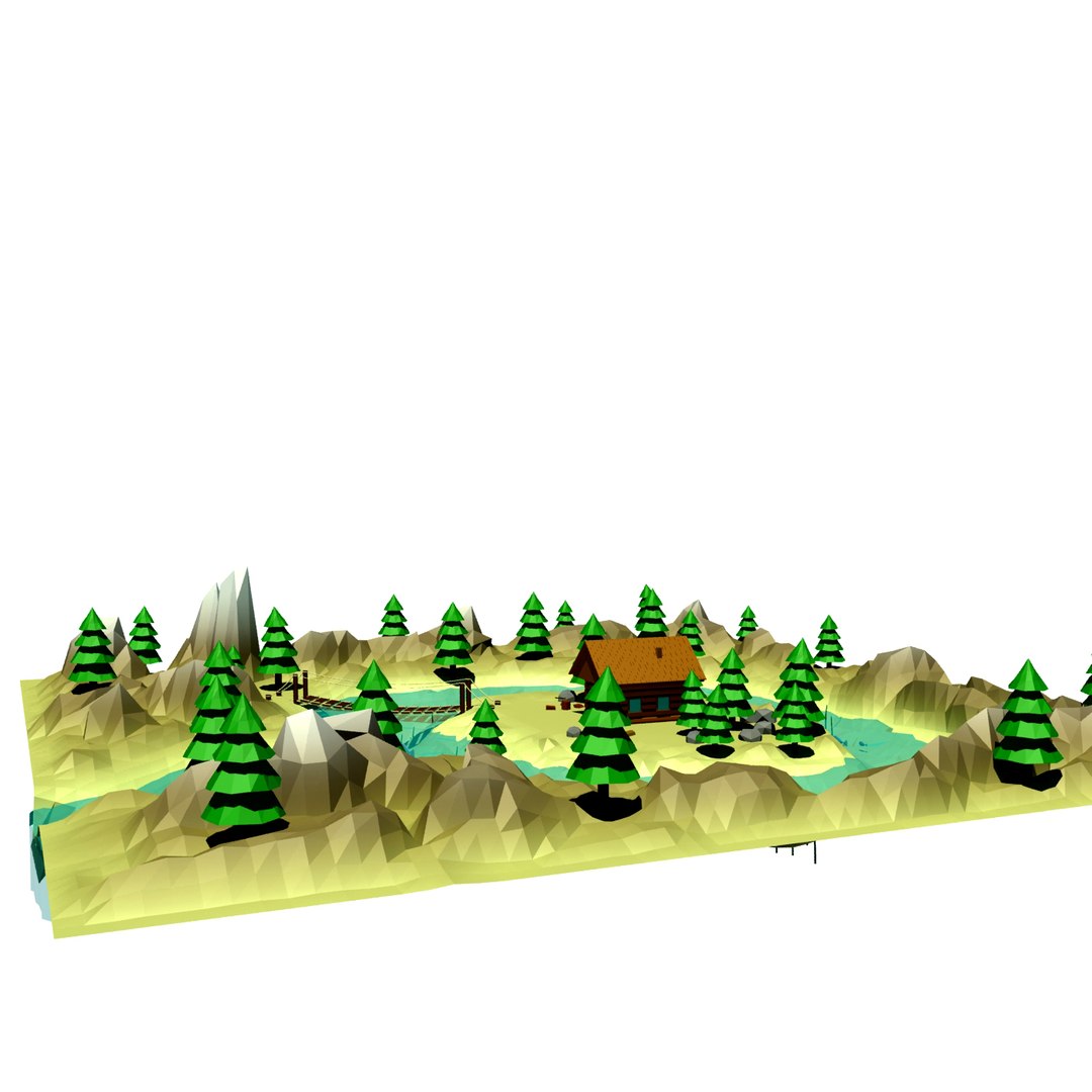 Cartoon Island Scene 3d Max
