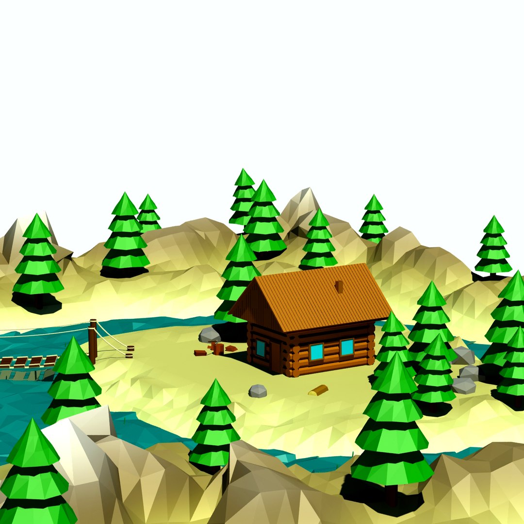 Cartoon Island Scene 3d Max