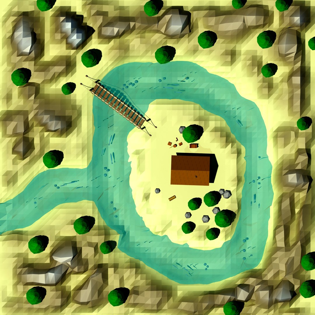 Cartoon Island Scene 3d Max