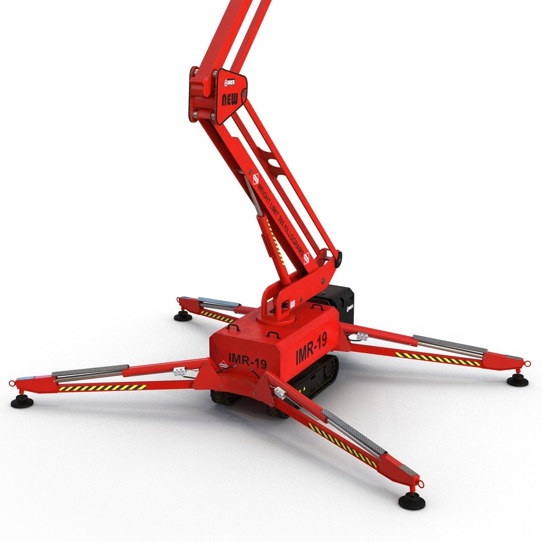3d telescopic boom lift red