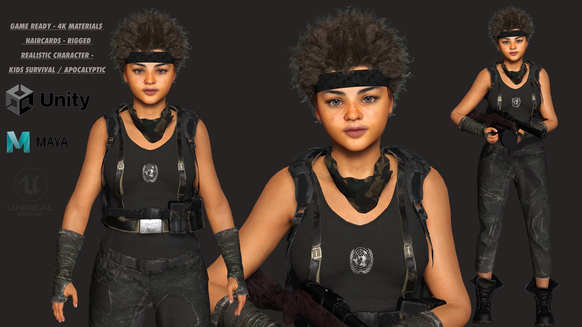 AAA 3D REALISTIC HUMAN CHARACTER -TEENAGE SURVIVOR APOCALYPTIC 2 Model ...