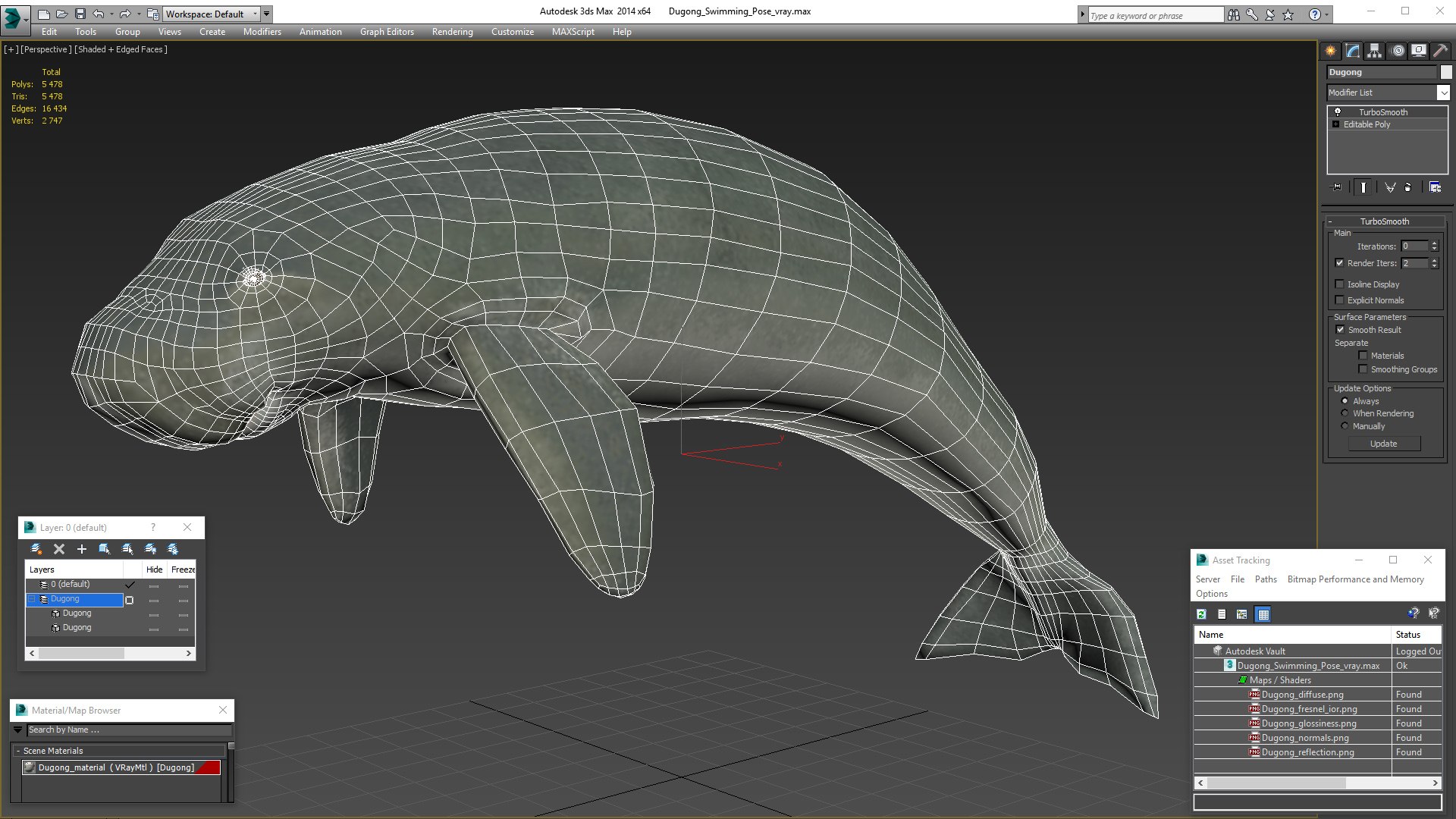 3D dugong swimming pose model - TurboSquid 1519004