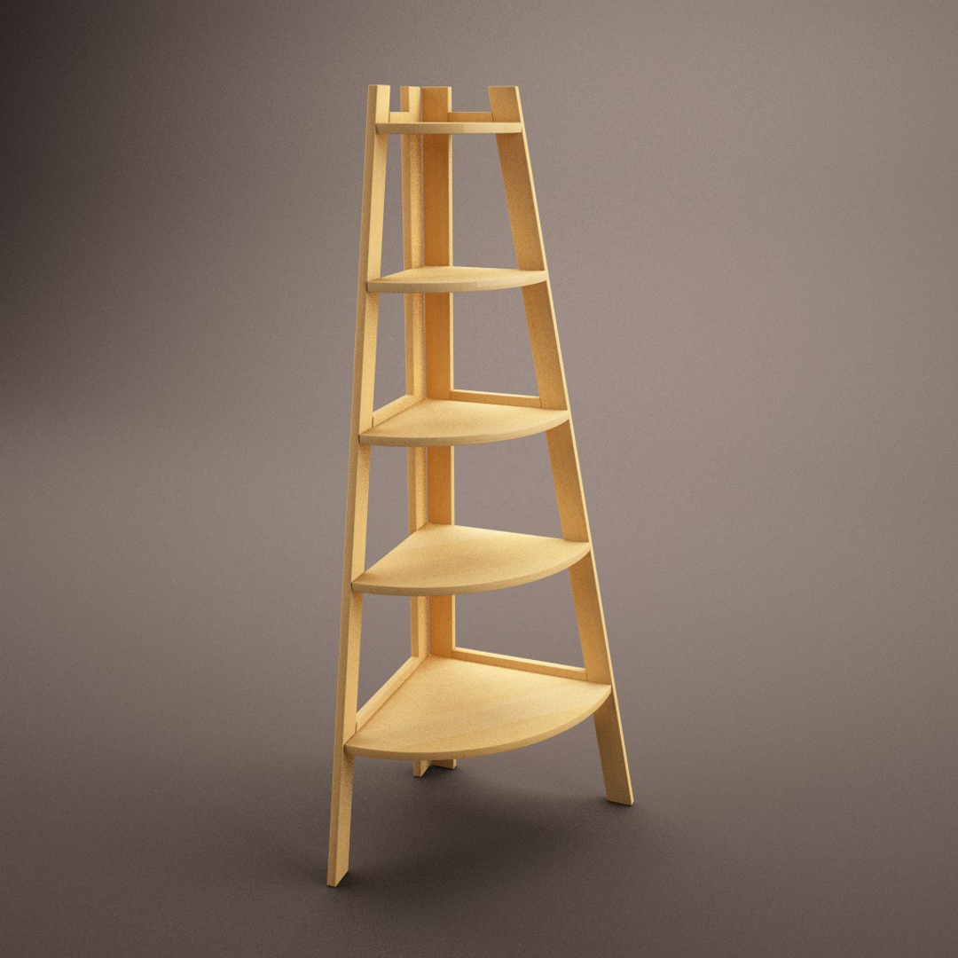 wooden corner shelf 3d c4d