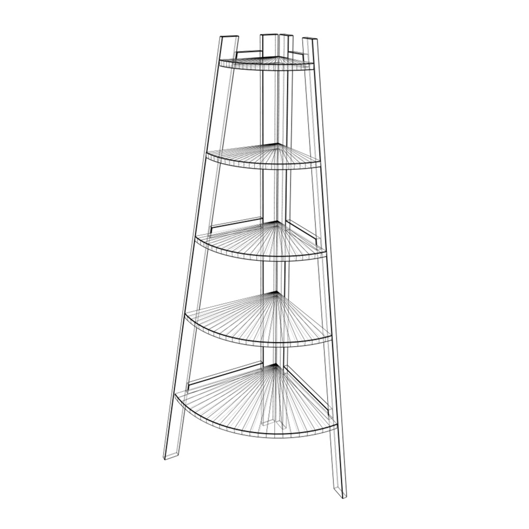 wooden corner shelf 3d c4d