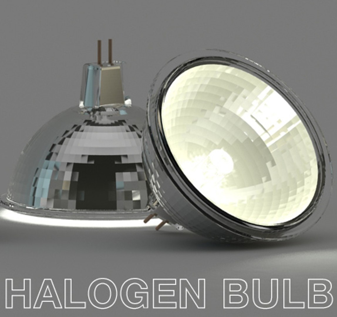 3d Halogen Lamp Light Bulb Model