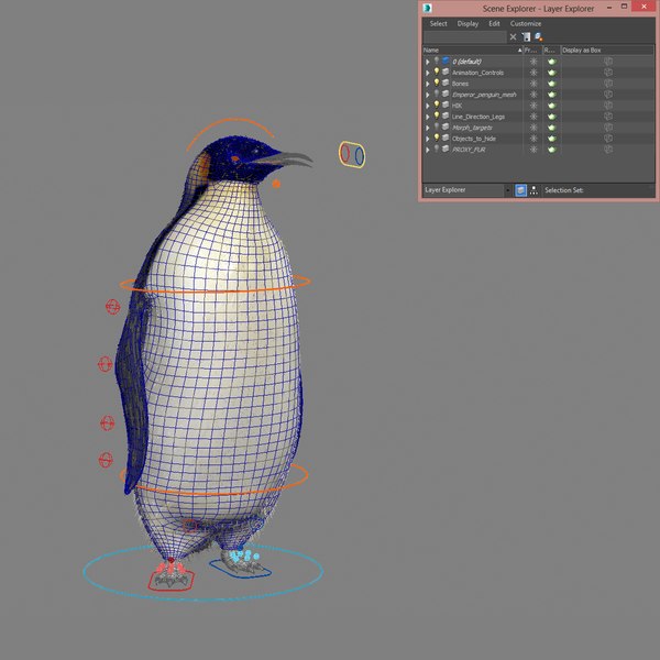 emperor penguin group fur 3d max