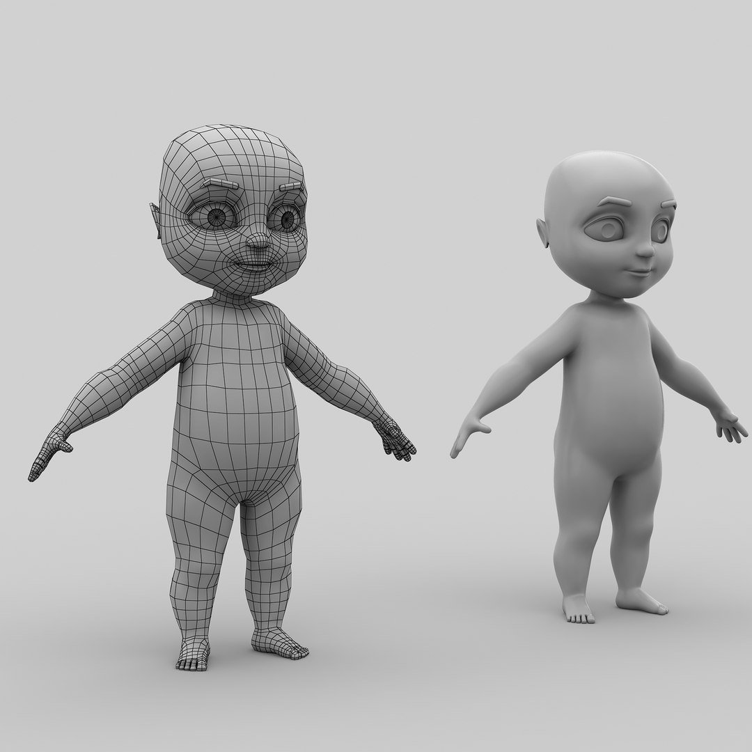 Cartoon Children Basemesh 3D Model - TurboSquid 1970398