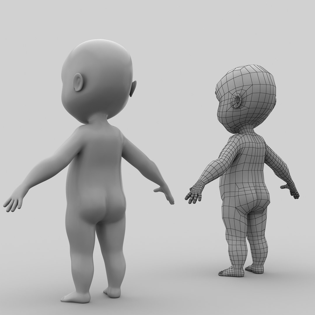 Cartoon Children Basemesh 3D Model - TurboSquid 1970398