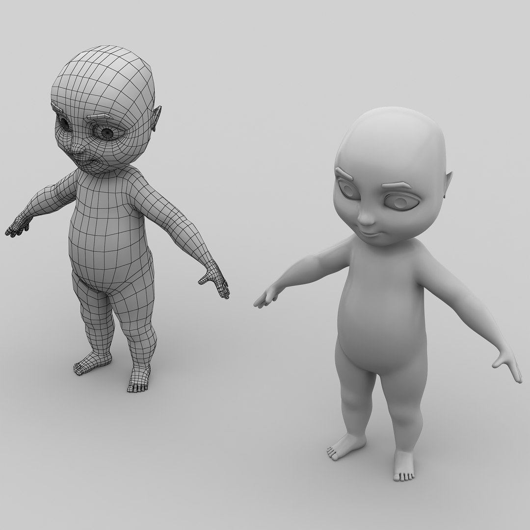 Cartoon Children Basemesh 3D Model - TurboSquid 1970398