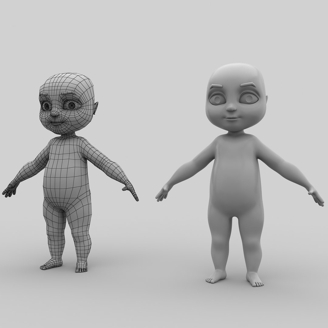 Cartoon Children Basemesh 3D Model - TurboSquid 1970398