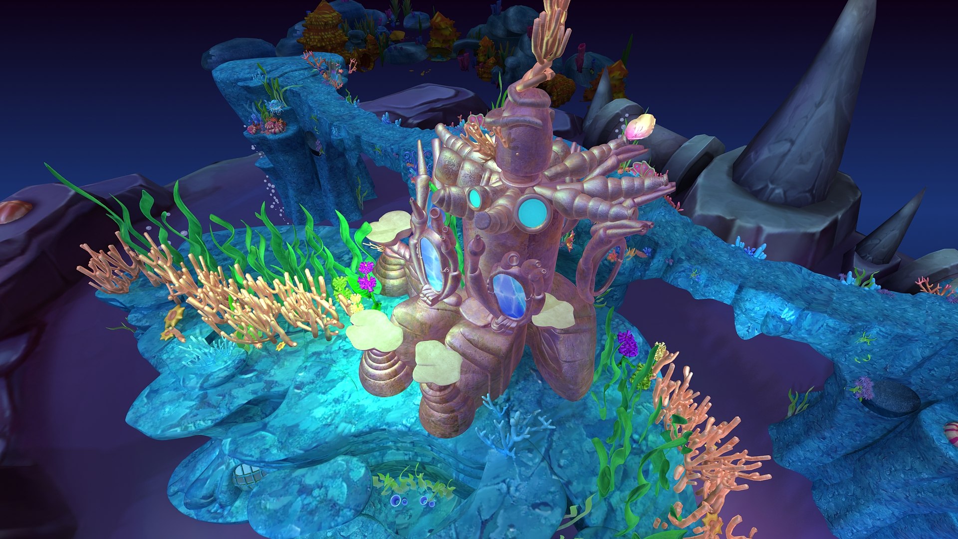 Cartoon Underwater Scene 01 3D - TurboSquid 2101732