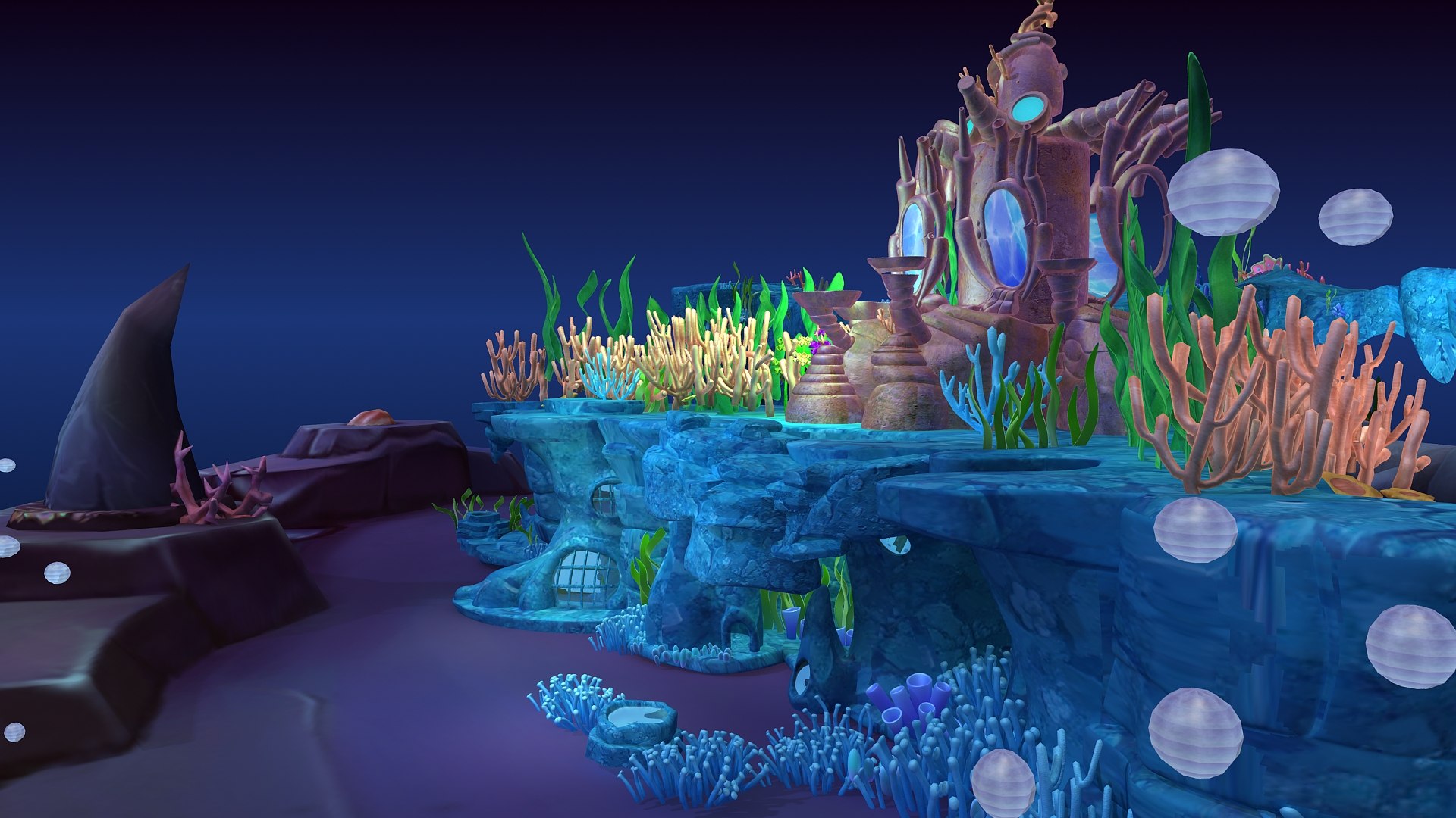 Cartoon Underwater Scene 01 3D - TurboSquid 2101732