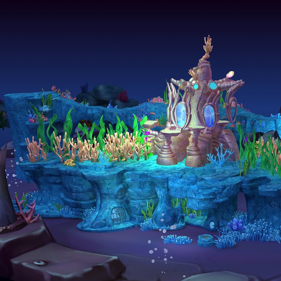 Cartoon Underwater Scene 01 3D - TurboSquid 2101732