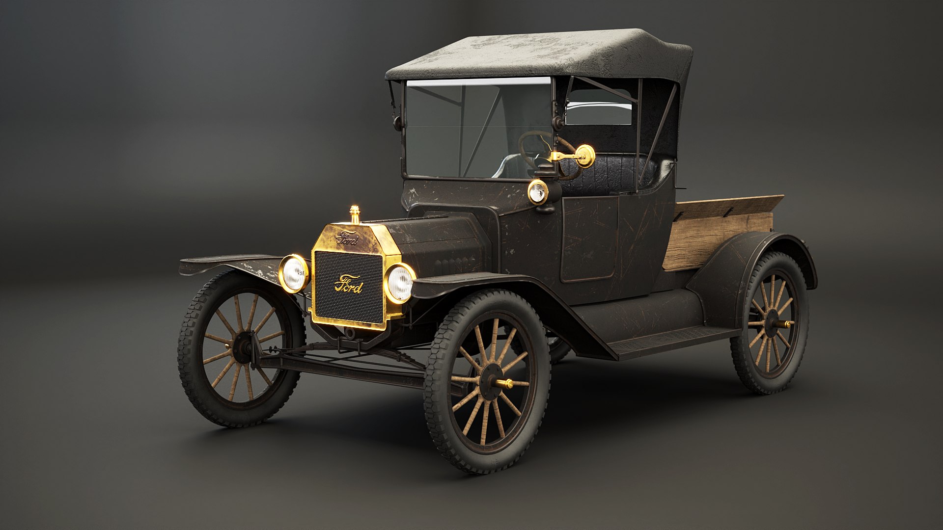 Ford Model T Pickup Roadster 1915 Aged 3D Model - TurboSquid 2263578