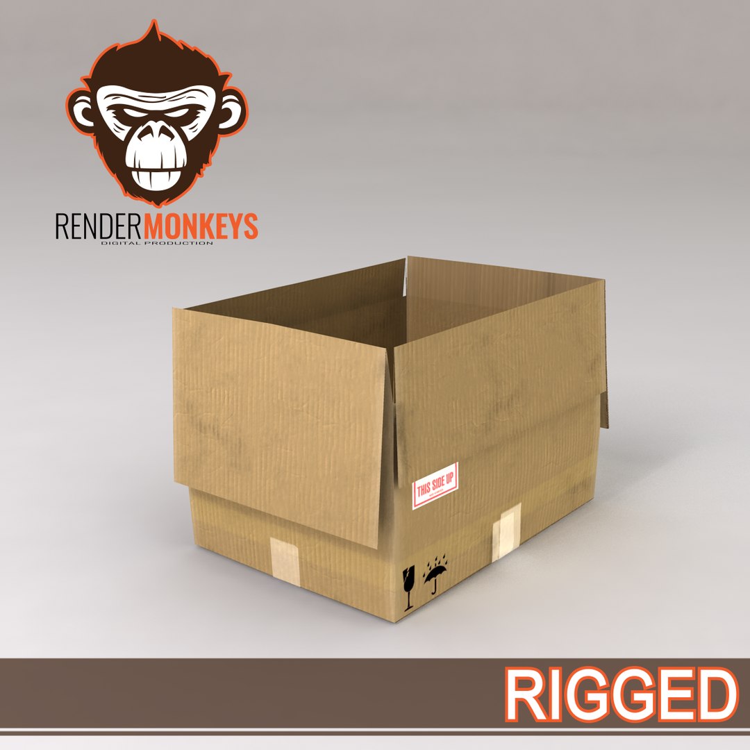 3d Card Board Box Rigged Model