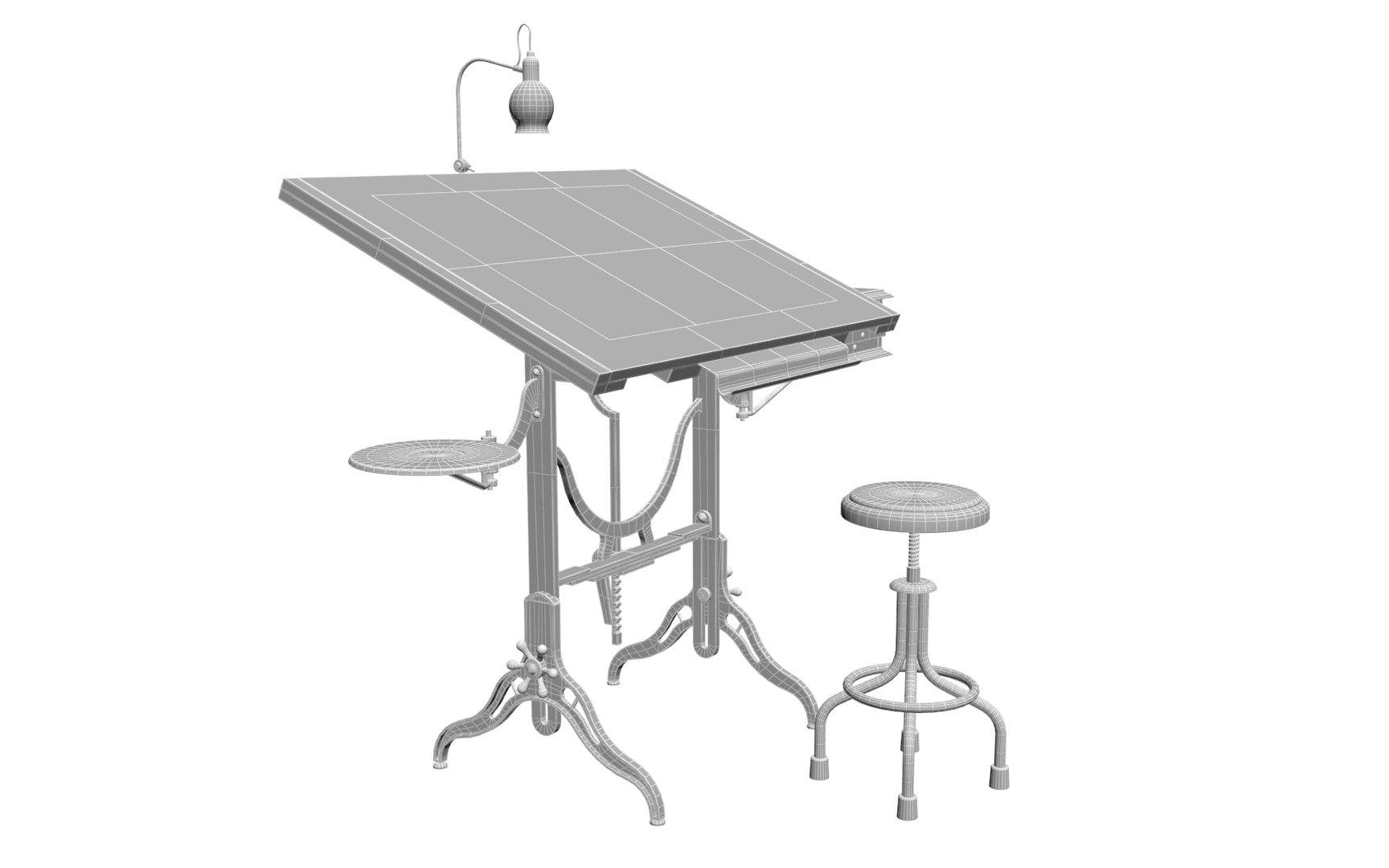 Antique Drafting Table 3D model - TurboSquid 1757165