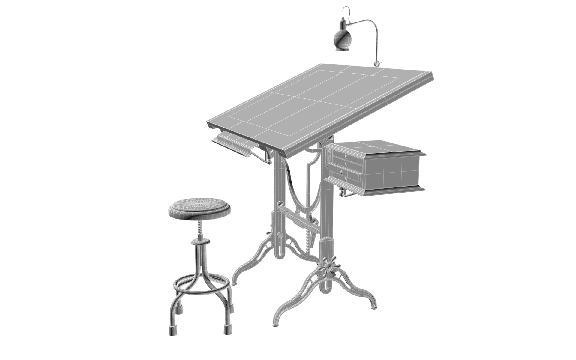 Antique Drafting Table 3D model - TurboSquid 1757165