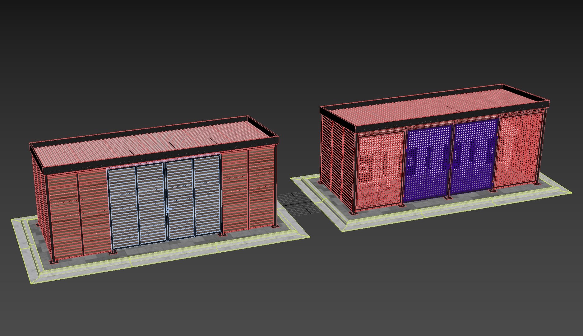 Garbage Bins Containers With Fencing 3D Model - TurboSquid 2340527