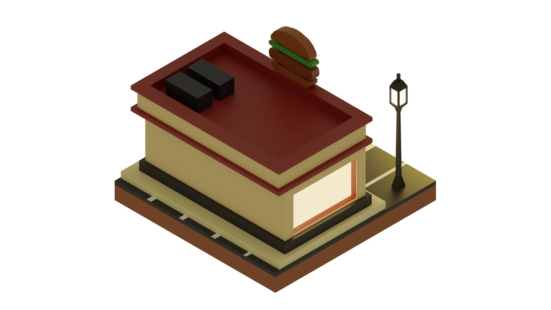 Low Poly Burger House 3D Model - TurboSquid 2186126