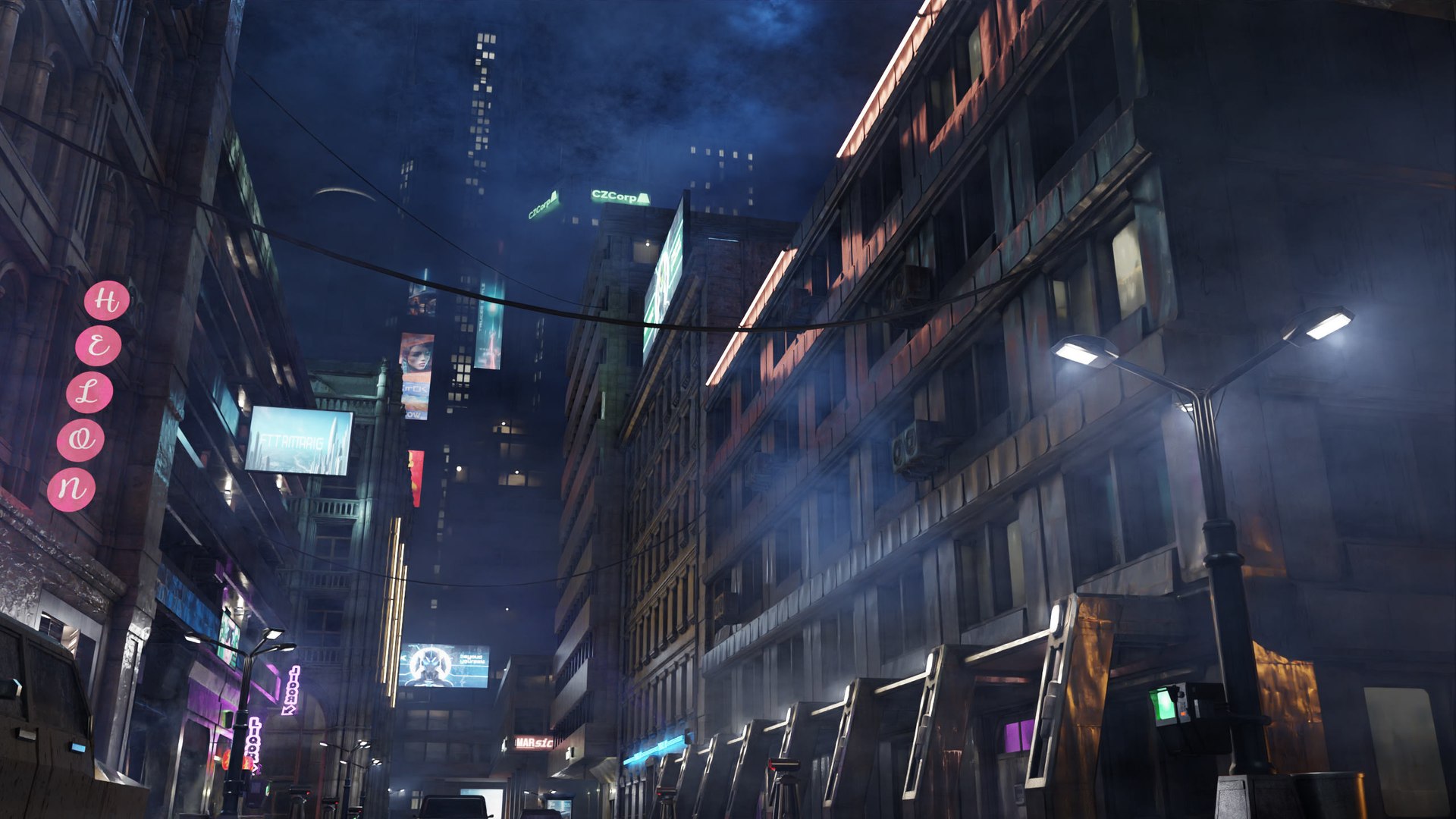 ULTRA Detailled Cyberpunk City Street Scene - Huge Map - Blender ...