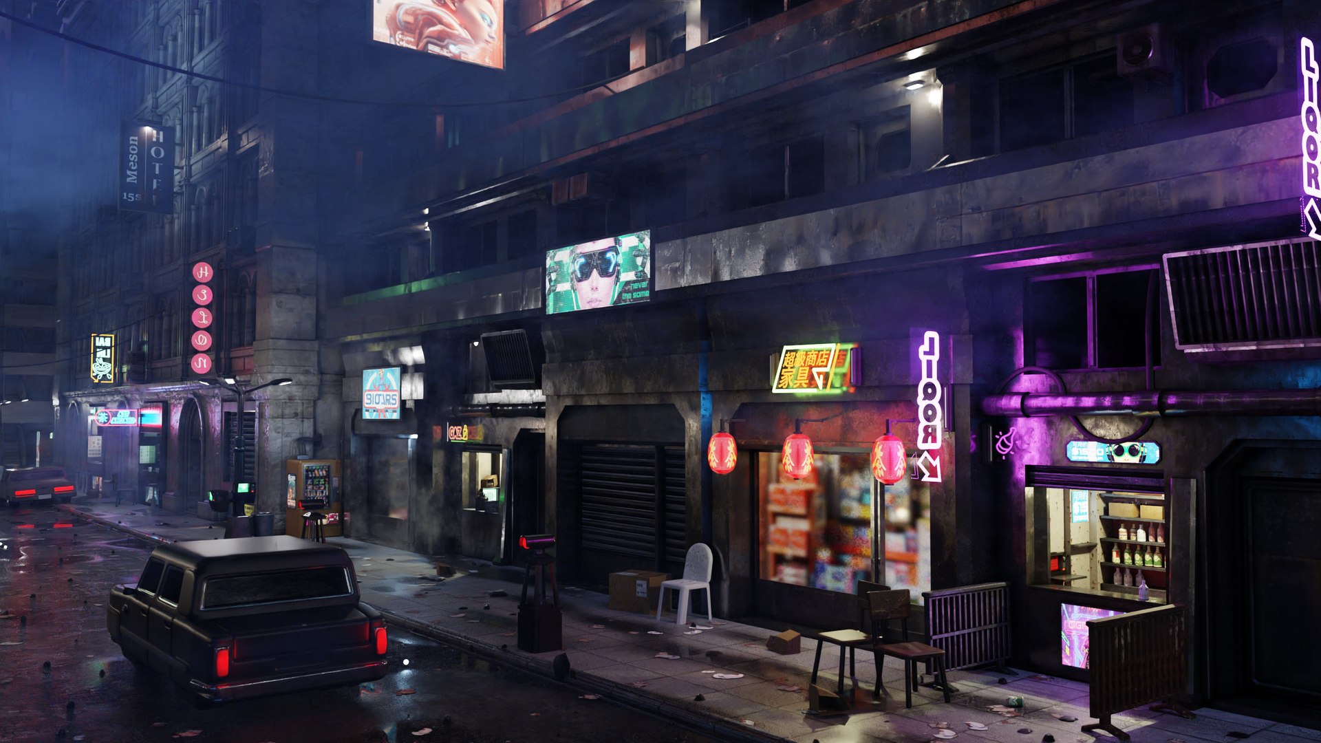 ULTRA Detailled Cyberpunk City Street Scene - Huge Map - Blender ...