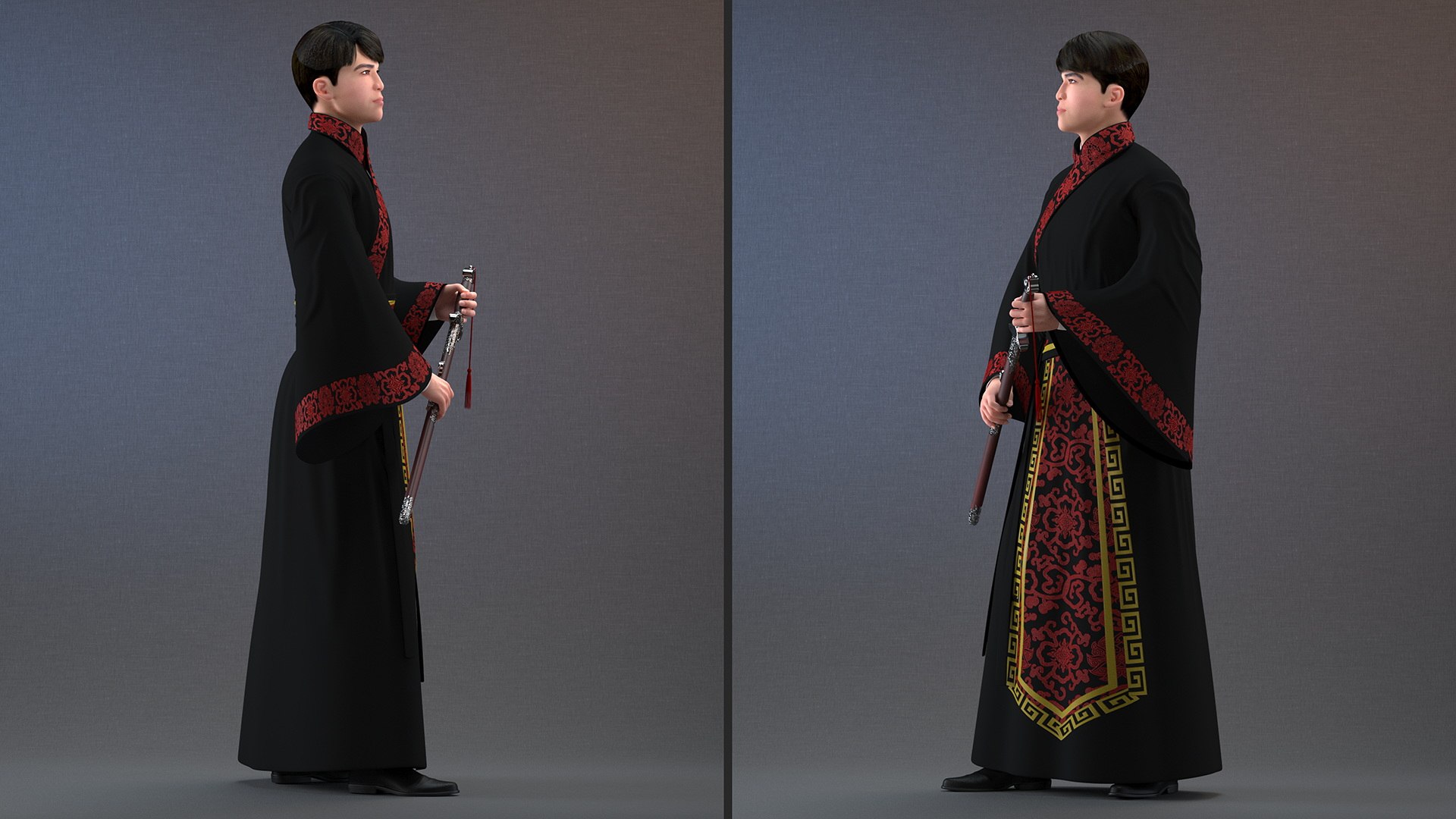 Traditional Style Chinese Man Standing 3D Model - TurboSquid 2027966