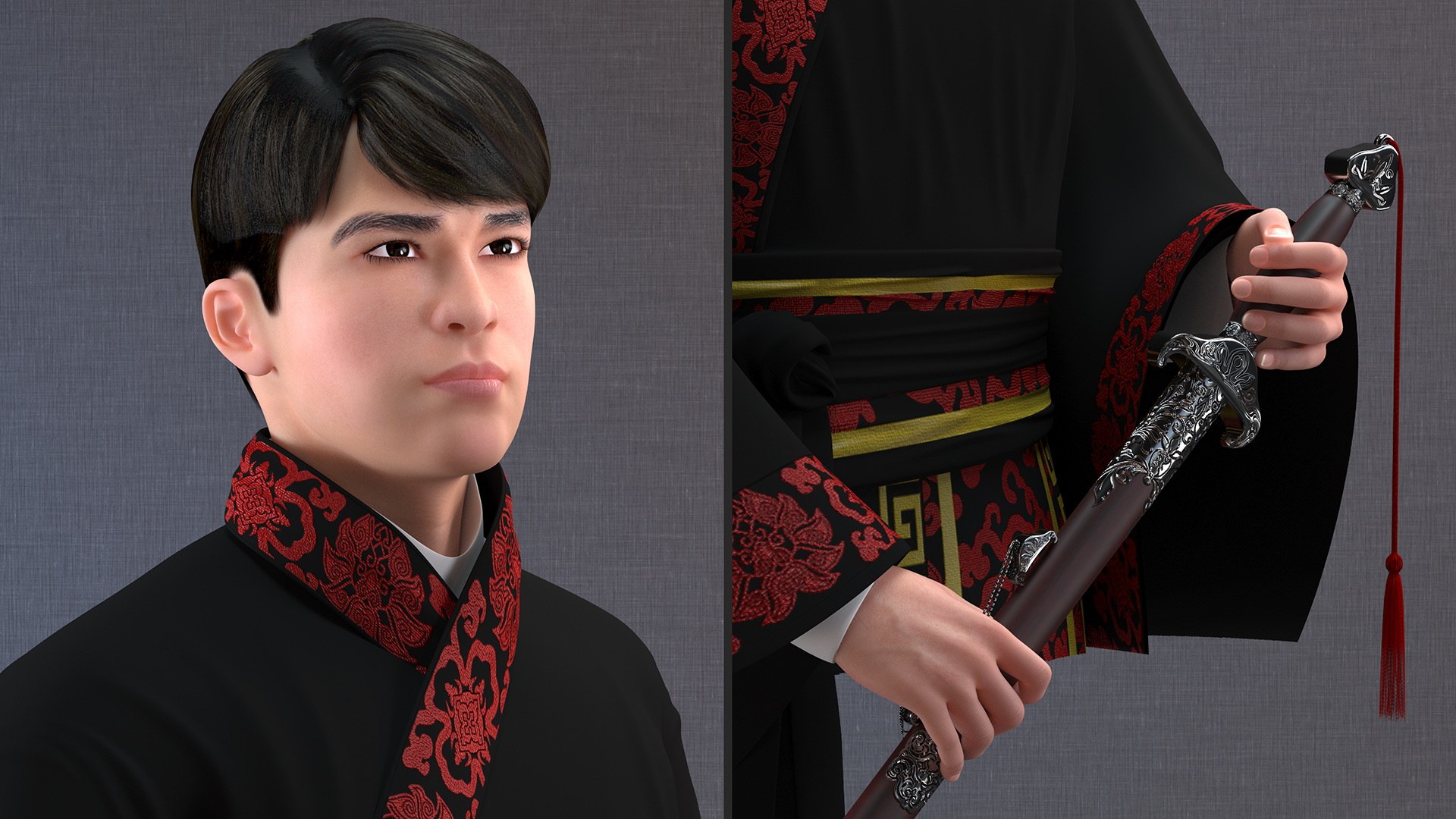 Traditional Style Chinese Man Standing 3D model - TurboSquid 2027966