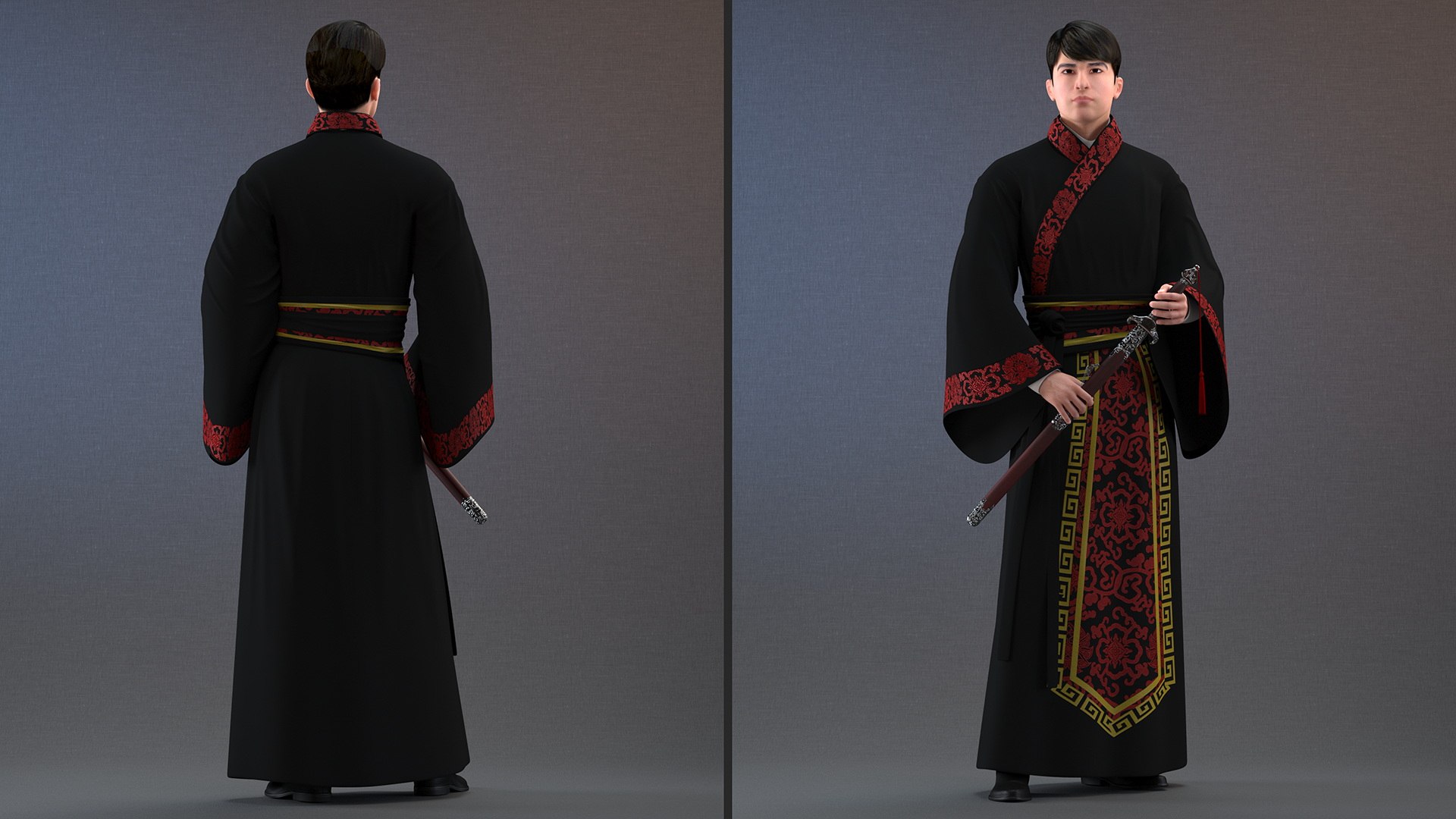 Traditional Style Chinese Man Standing 3D Model - TurboSquid 2027966